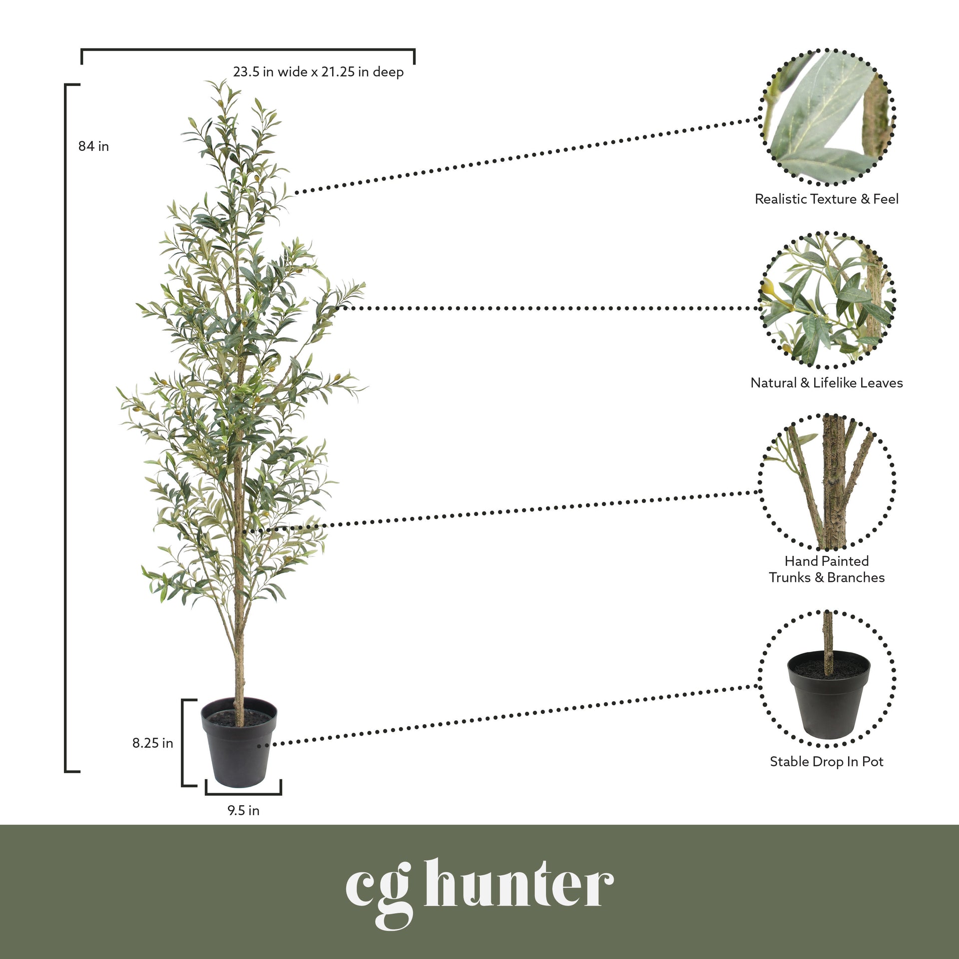 7' Slim Olive Tree - Lifelike Artificial Plant for Small Spaces ...