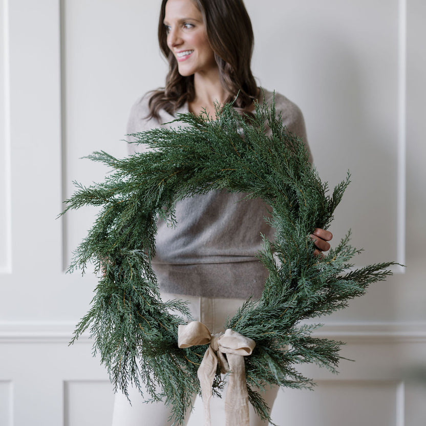 30" Lifelike Faux Cedar Wreath – Timeless Holiday Home Decor, Realistic ...