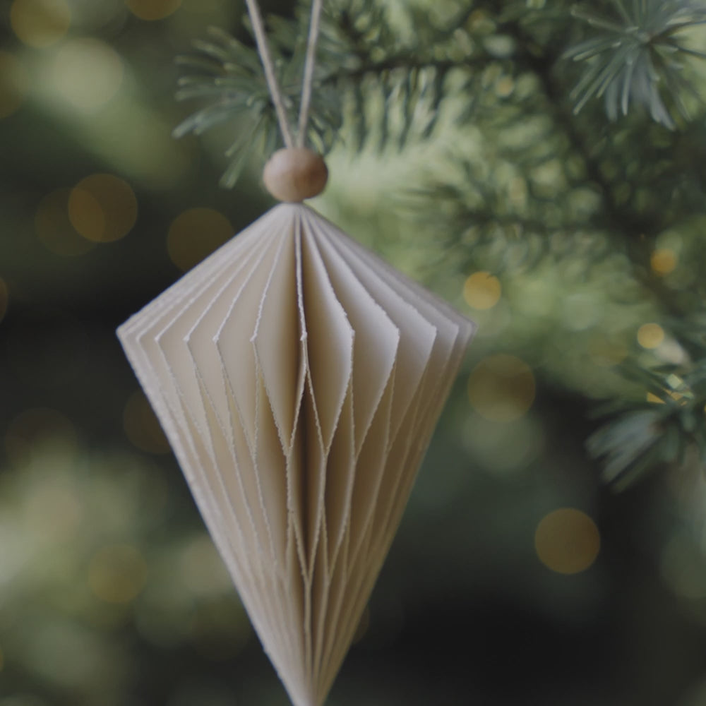 Charming Hand-Cut Paper Ornaments Set of 4 with Wood Bead Topper and ...